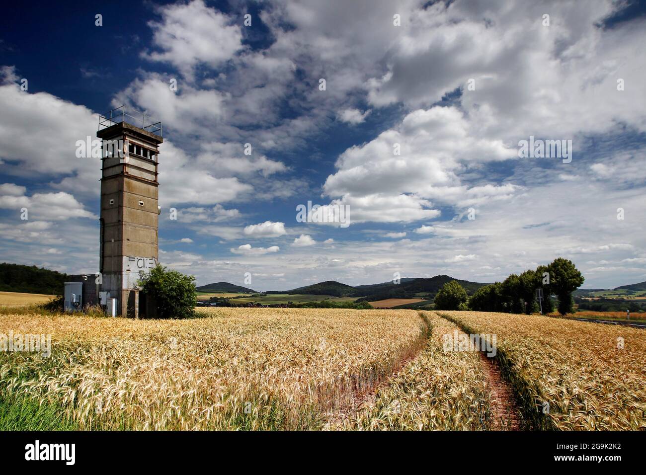 Observation tower of the GDR border troops, border watchtower, guide ...