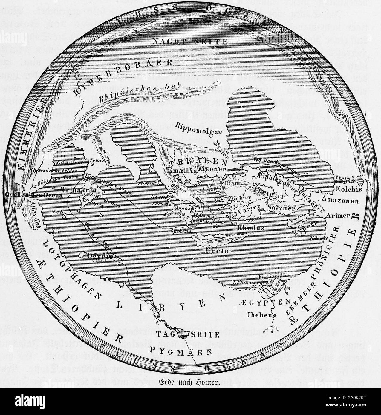The earth as a disc according to Homer, historical world map ...
