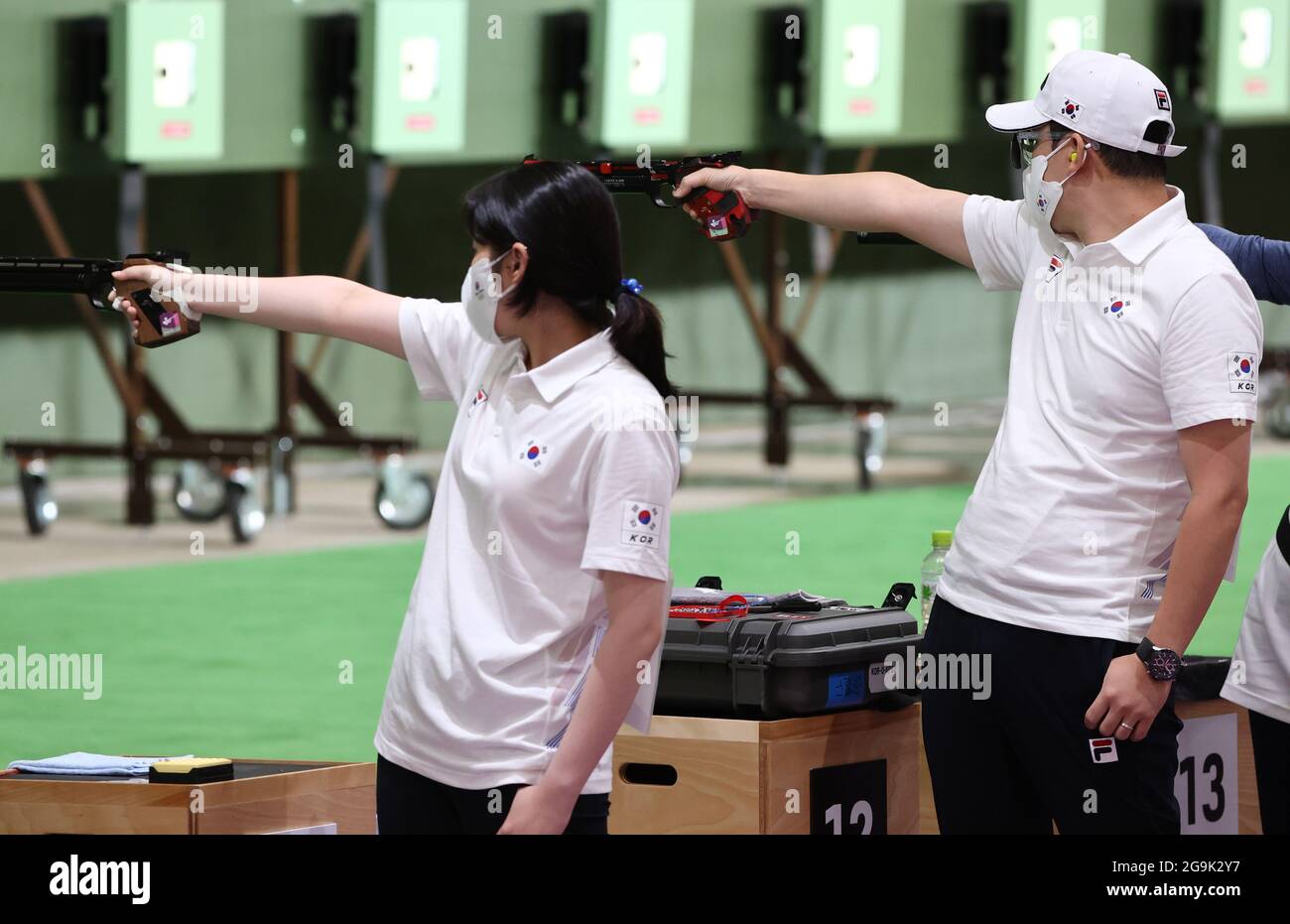 27th July, 2021. S. Korea's 10m air pistol mixed team duo South Korean ...