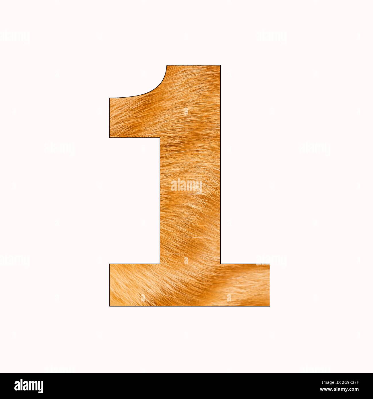 Number 1 digit - Yellow cat fur background Stock Photo - Alamy