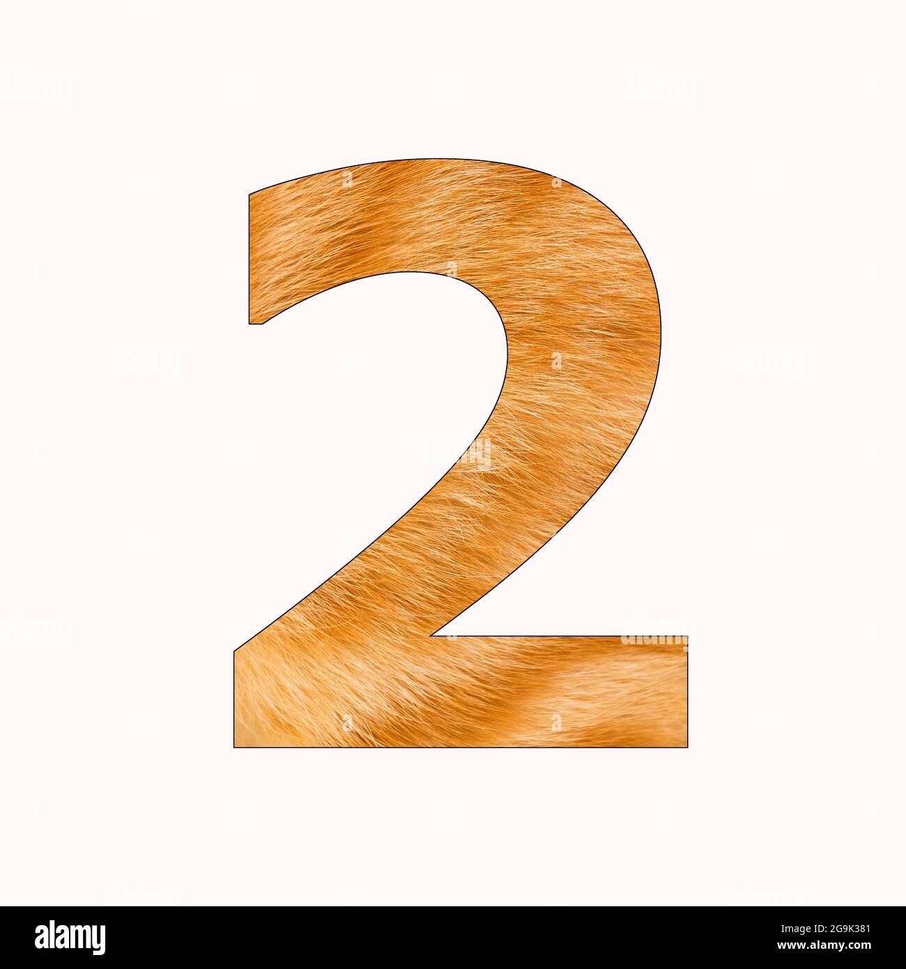 Number 2 (two) - Yellow cat fur background Stock Photo - Alamy
