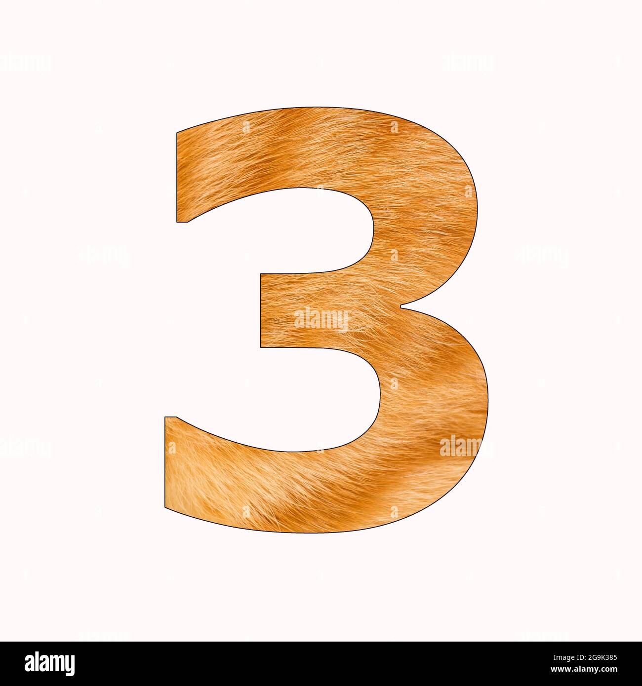 Number 3 digit - Yellow cat fur background Stock Photo - Alamy