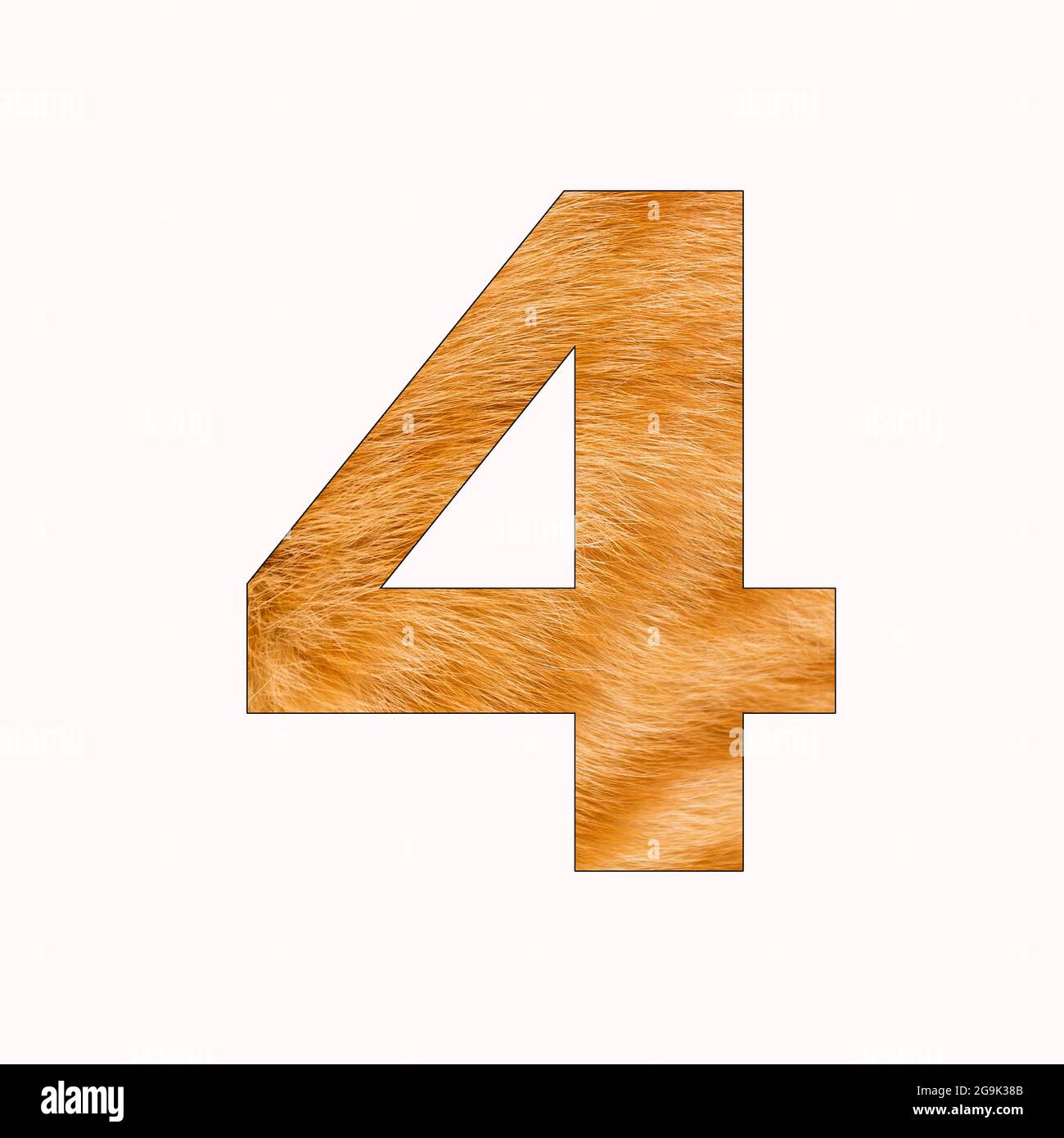Number 4 (four) - Yellow cat fur background Stock Photo - Alamy