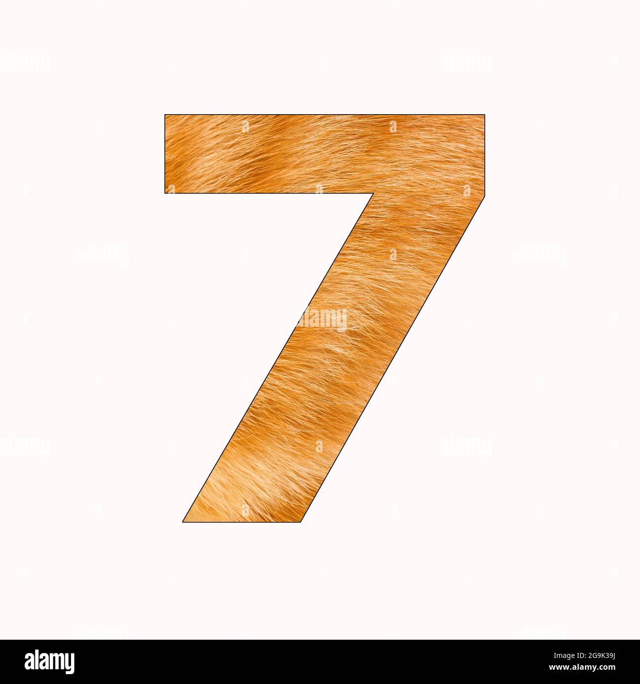 Number 7 digit - Yellow cat fur background Stock Photo - Alamy