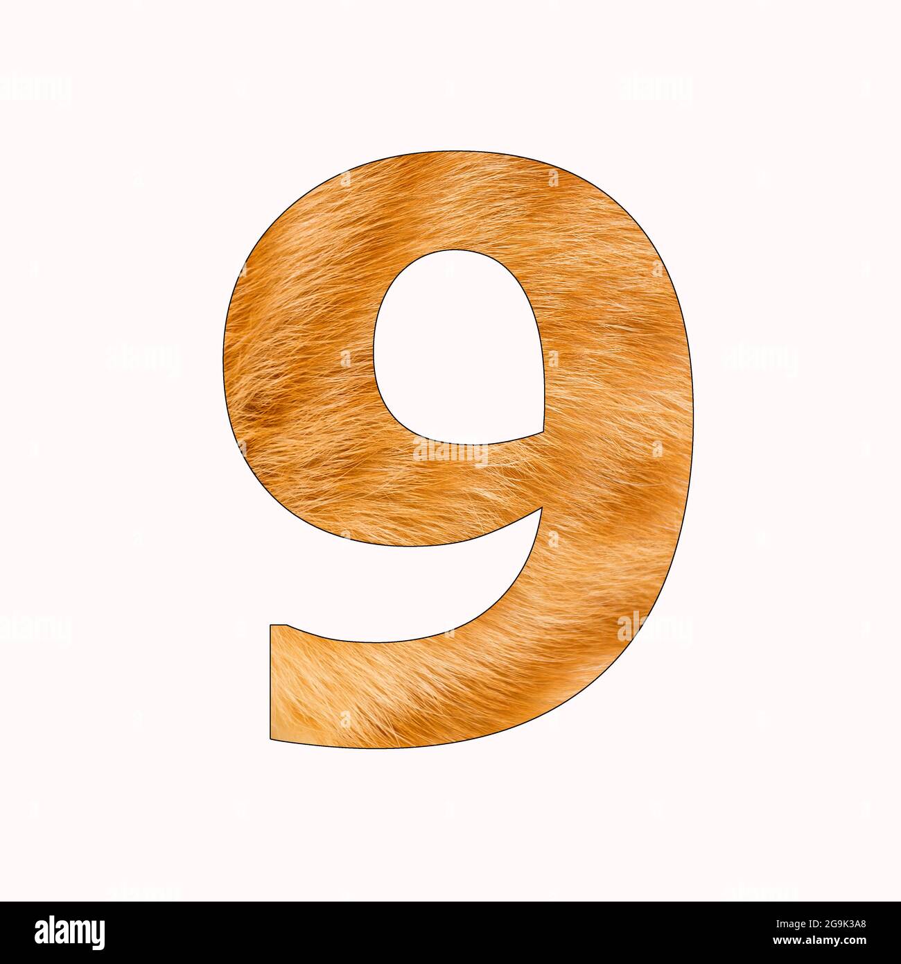 Number 9 digit - Yellow cat fur background Stock Photo - Alamy
