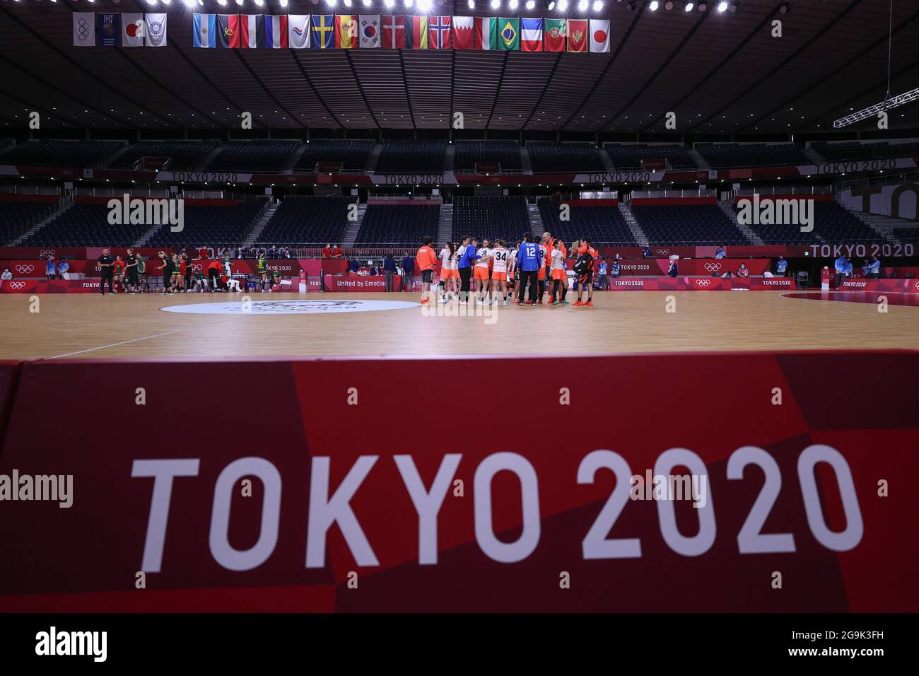 Tokyo, Japan. 27th July, 2021. Japan women's team group (JPN) Handball ...