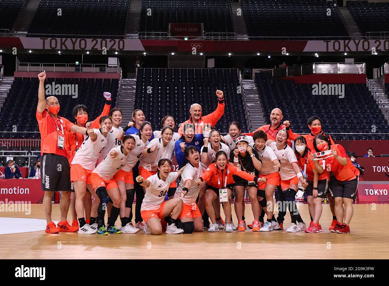 Tokyo, Japan. 27th July, 2021. Japan women's team group (JPN) Handball ...