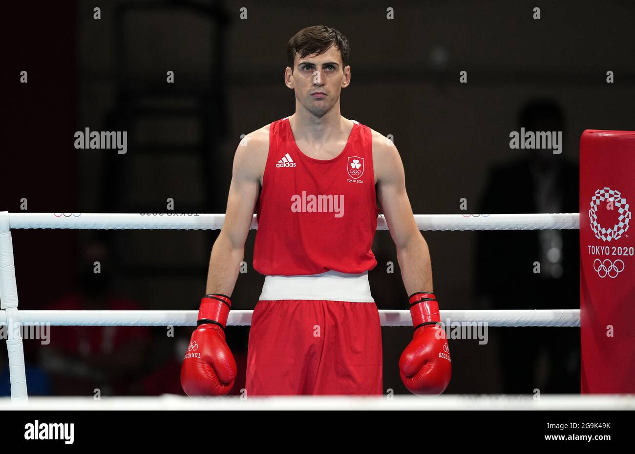 Ireland's Aidan Walsh in action against Cameroon's Albert Eashash ...