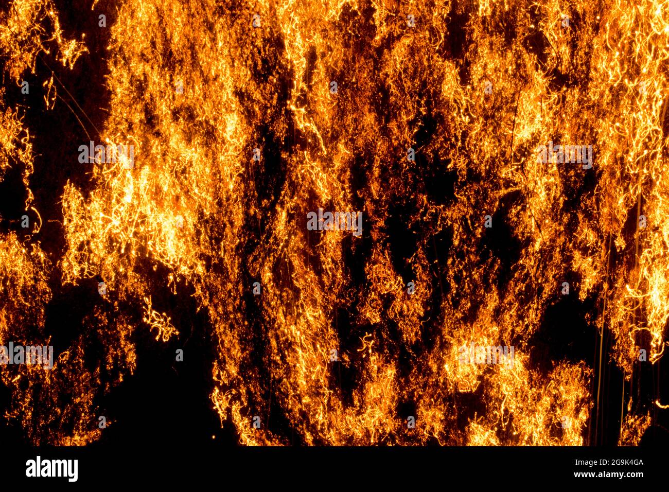 FIRE - steel wool filaments burning, oxidizing, smoldering. Resembling ...