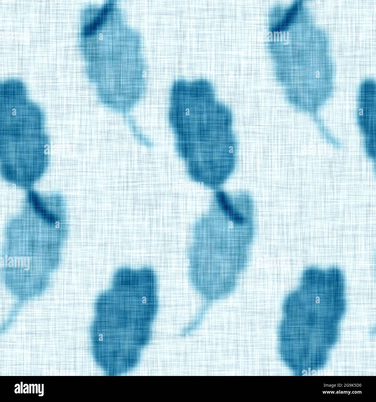 Cyanotypes blue white botanical linen texture. Faux photographic leaf ...