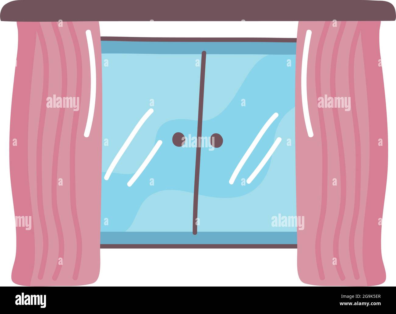 house window with pink curtains on white background Stock Vector Image ...