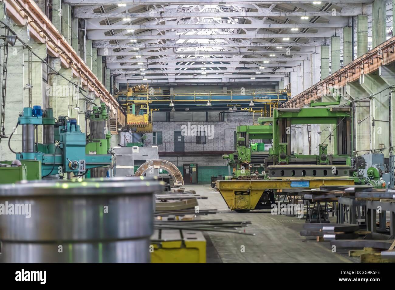 Metalwork factory with machines and lathes for processing metal ...