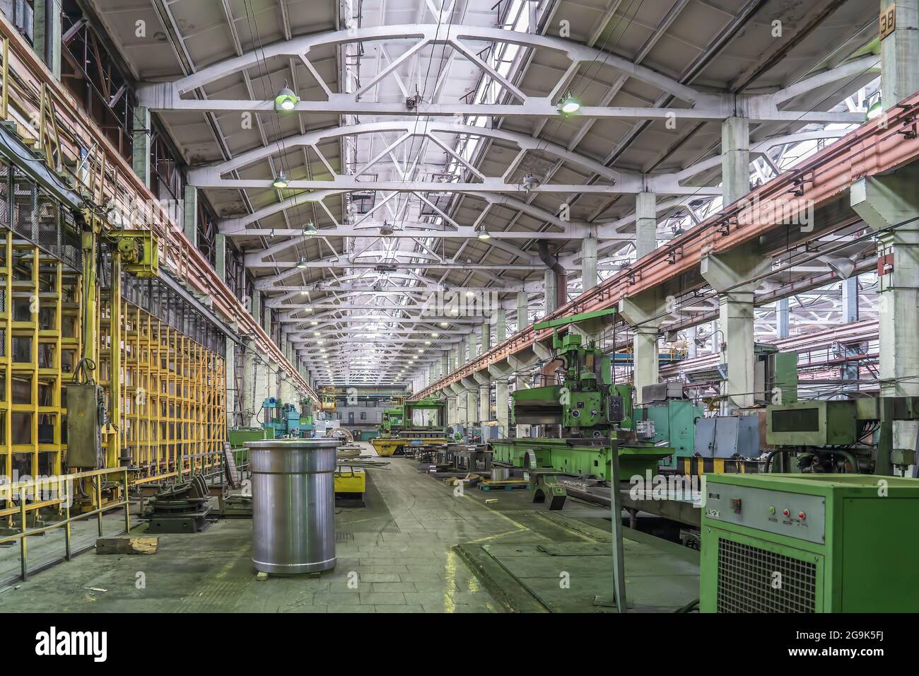 Metalwork factory with machines and lathes for processing metal ...