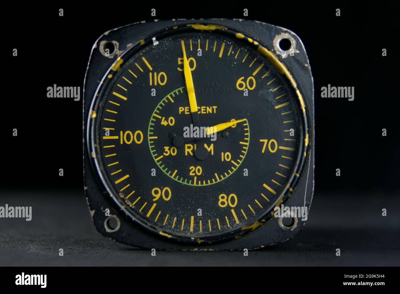 Tachometer old analog instrument vintage dial hands Stock Photo - Alamy