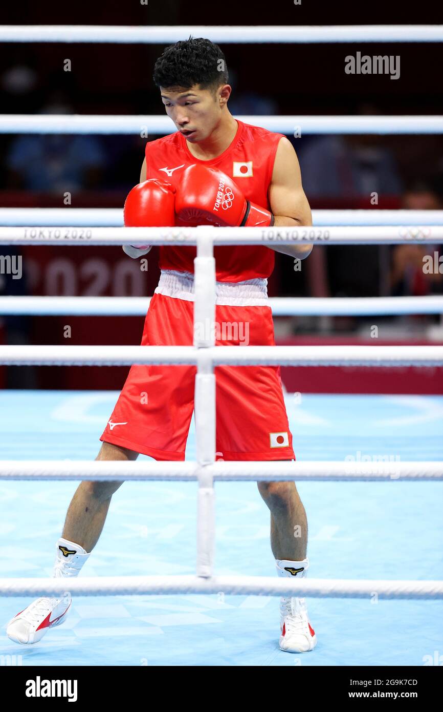 Tokyo, Japan. 26th July, 2021. Ryomei Tanaka (JPN) Boxing : Men's Fly ...
