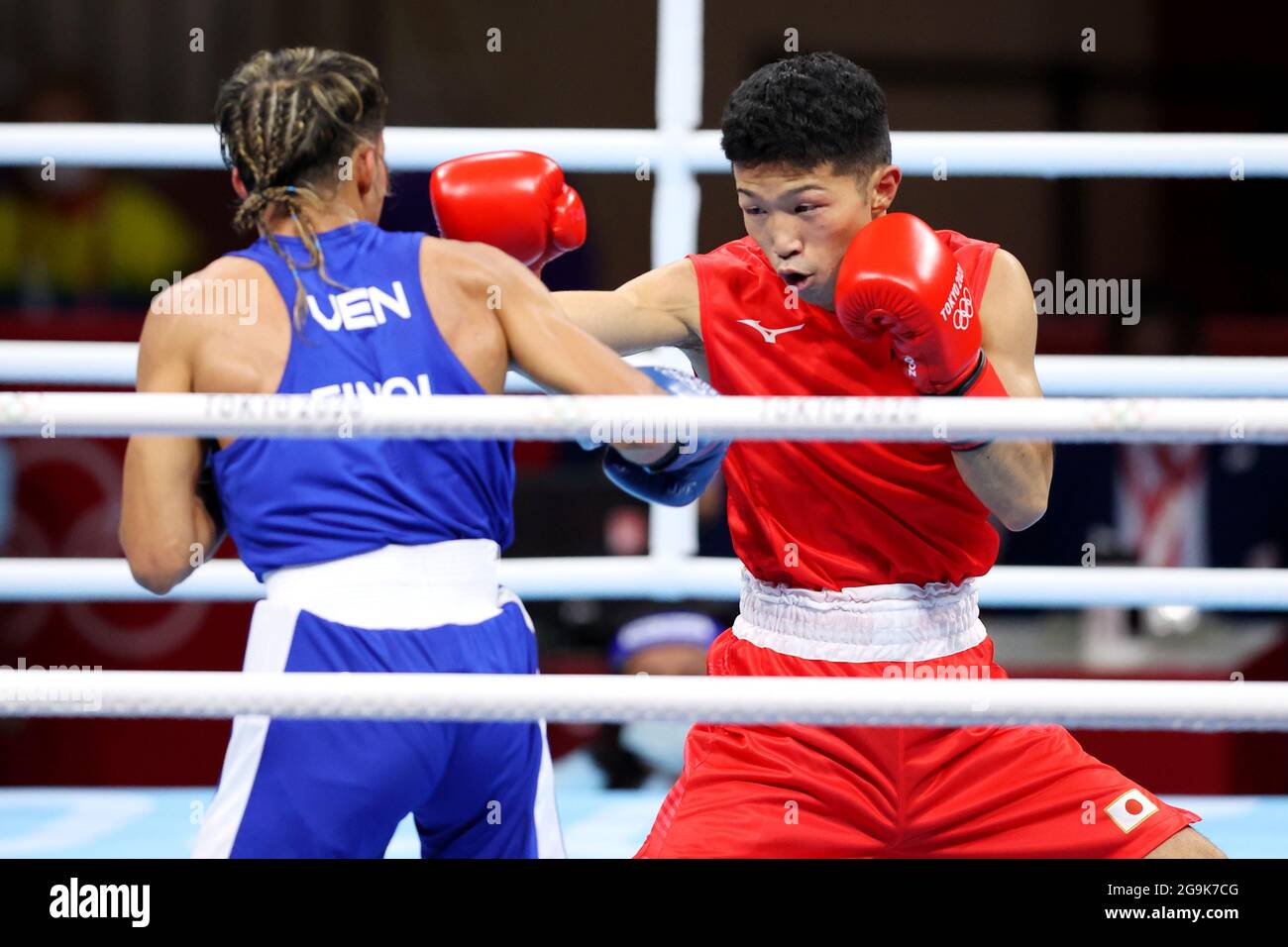 Tokyo, Japan. 26th July, 2021. Ryomei Tanaka (JPN) Boxing : Men's Fly ...
