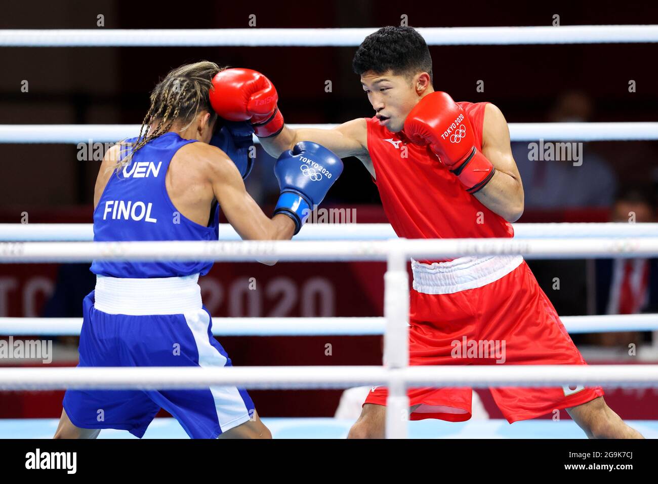 Tokyo, Japan. 26th July, 2021. Ryomei Tanaka (JPN) Boxing : Men's Fly ...