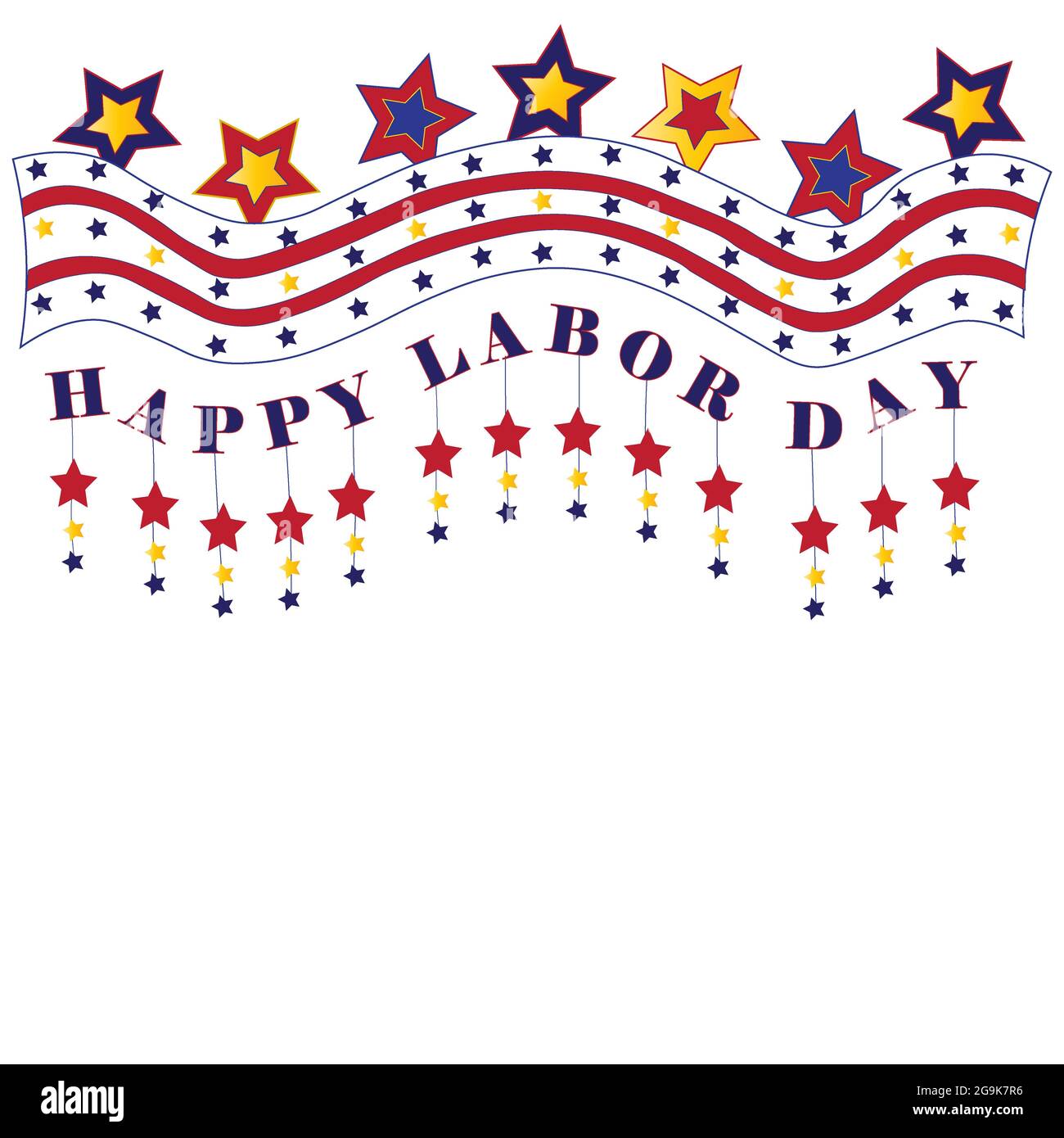 American Labor Day Graphic in stars and waving stripes banner. Isolated ...