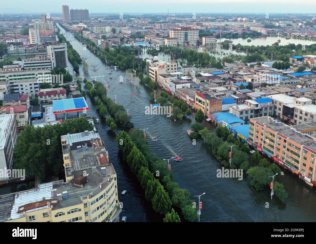 Weihui. 26th July, 2021. Aerial photo taken on July 26, 2021 shows ...