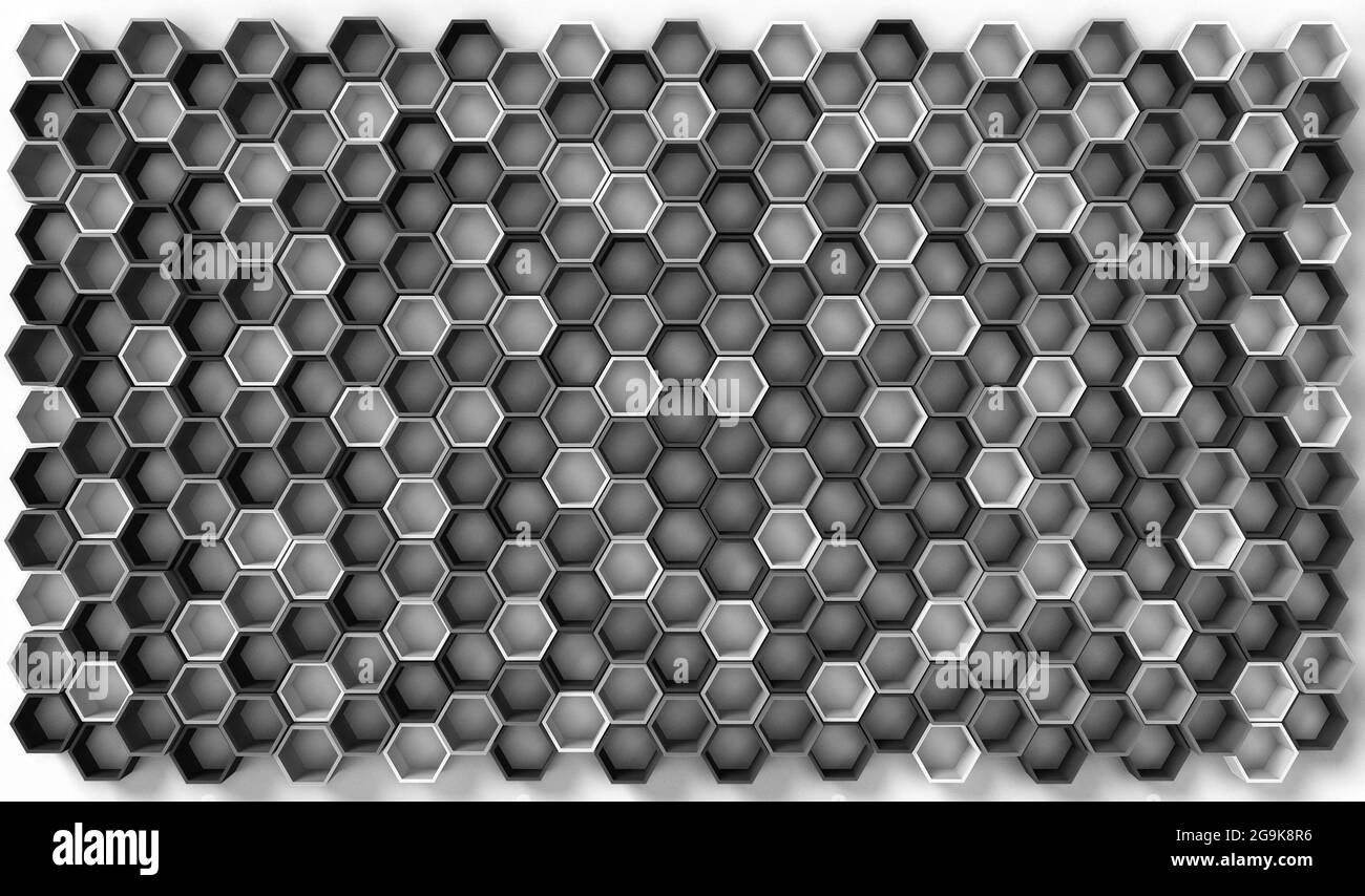 3d rendering image of hexagon solid shape on white background Stock ...