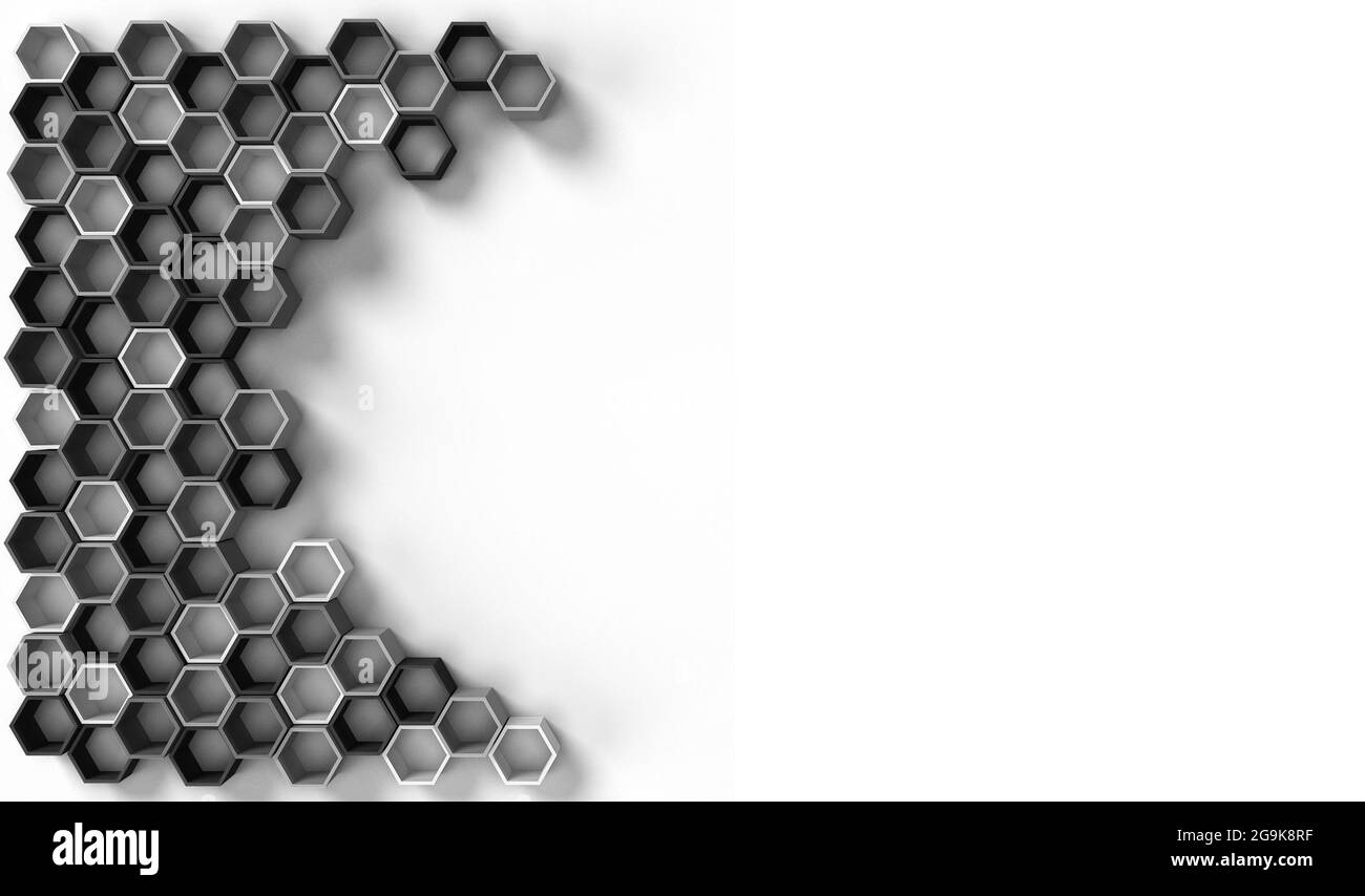 3d rendering image of hexagon solid shape on white background Stock ...