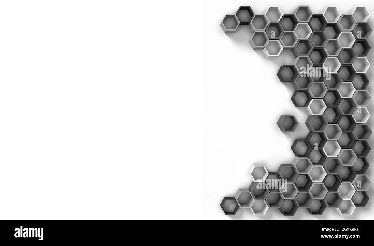 3d rendering image of hexagon solid shape on white background Stock ...