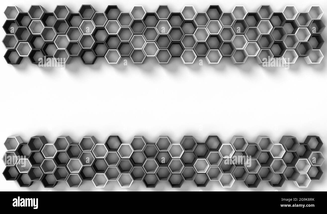 3d rendering image of hexagon solid shape on white background Stock ...