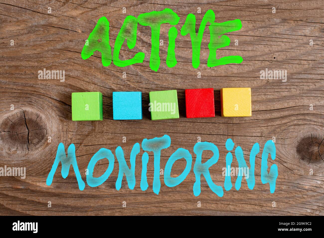 Hand writing sign Active Monitoring. Business approach person incharge ...