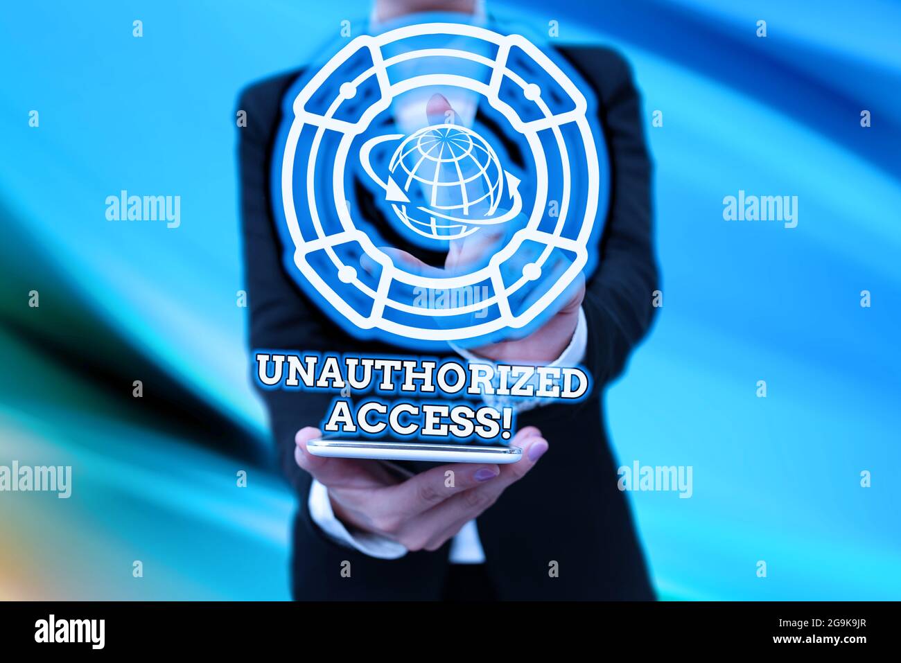 Handwriting text Unauthorized Access. Word Written on use of a computer ...