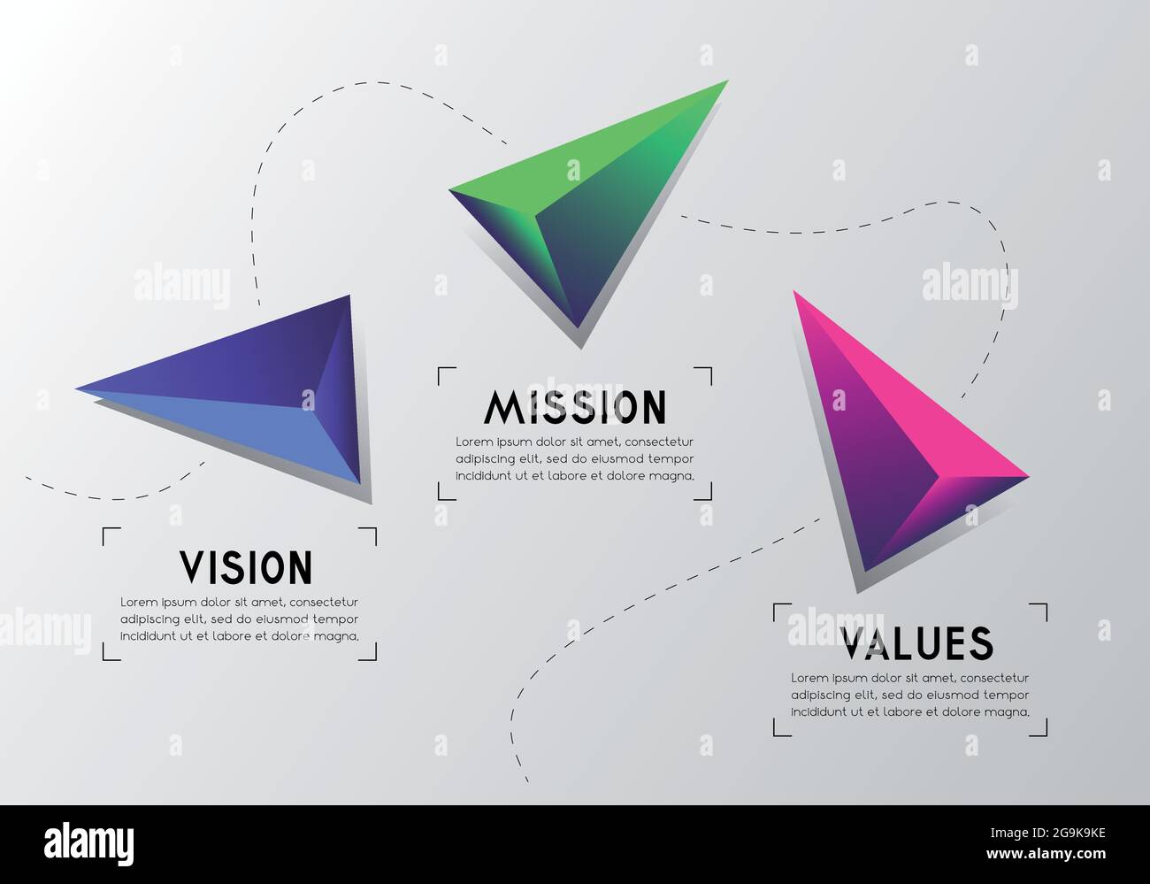 Mission, vision, values concept - geometrical graphics - vector ...