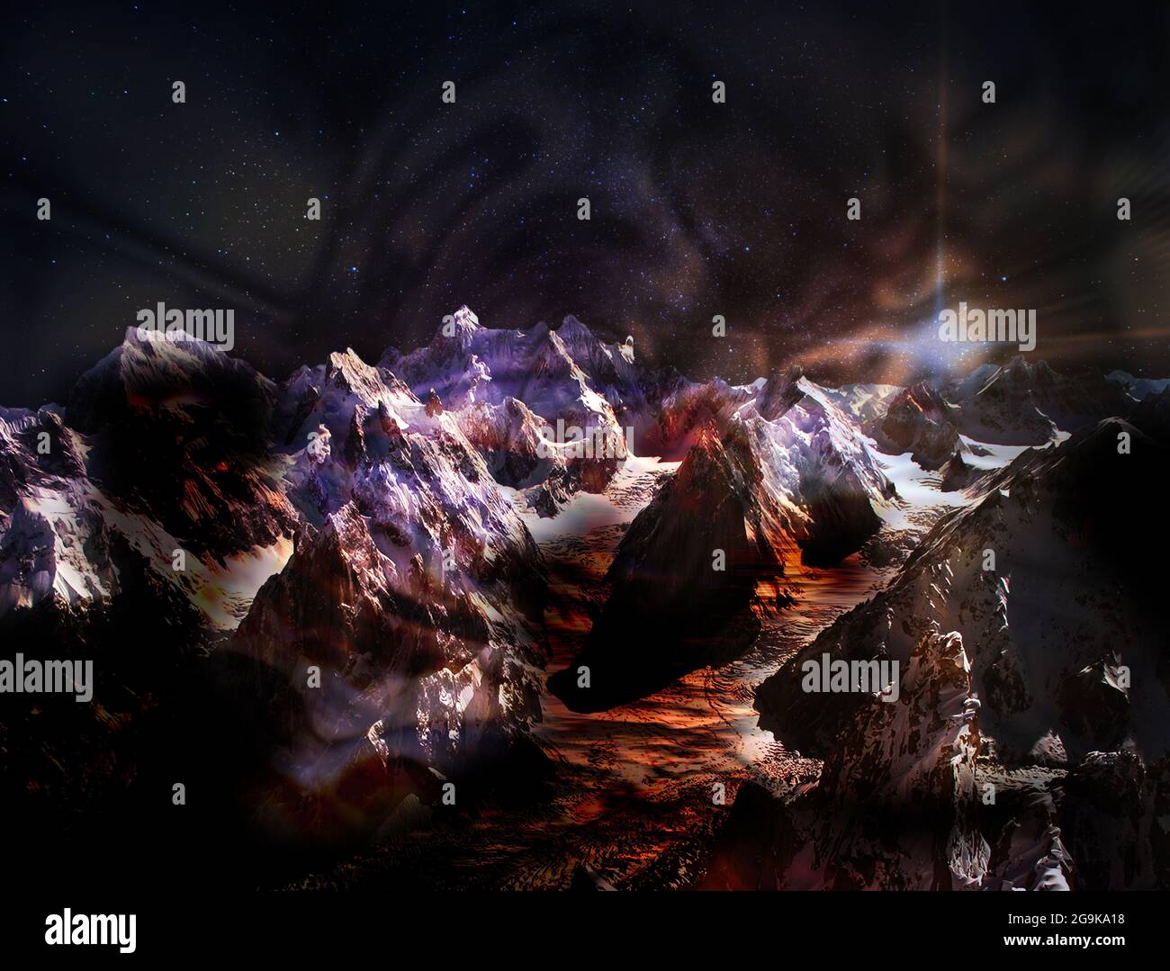 Alien planet mountain landscape. Elements of this image furnished by ...