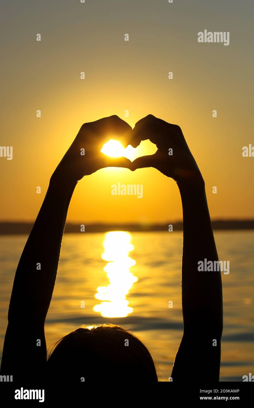 Sunset Heart Hands
