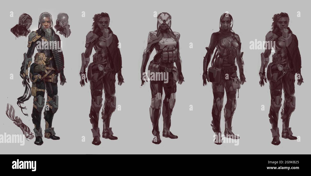 concept design of imaginative futuristic science fiction robotic ...