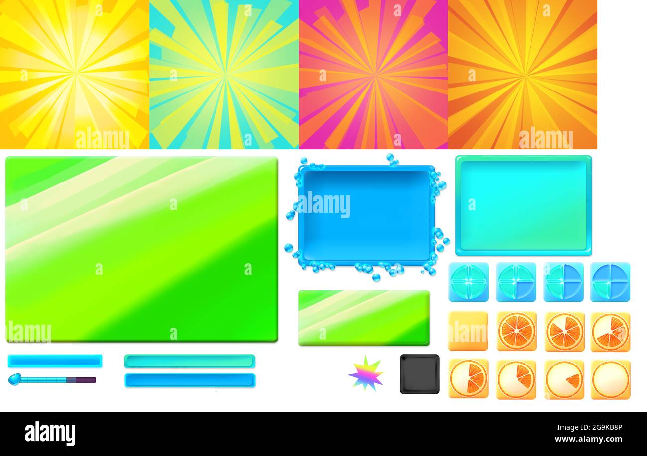 mobile video game icon assets in fruits and candy style with colorful ...