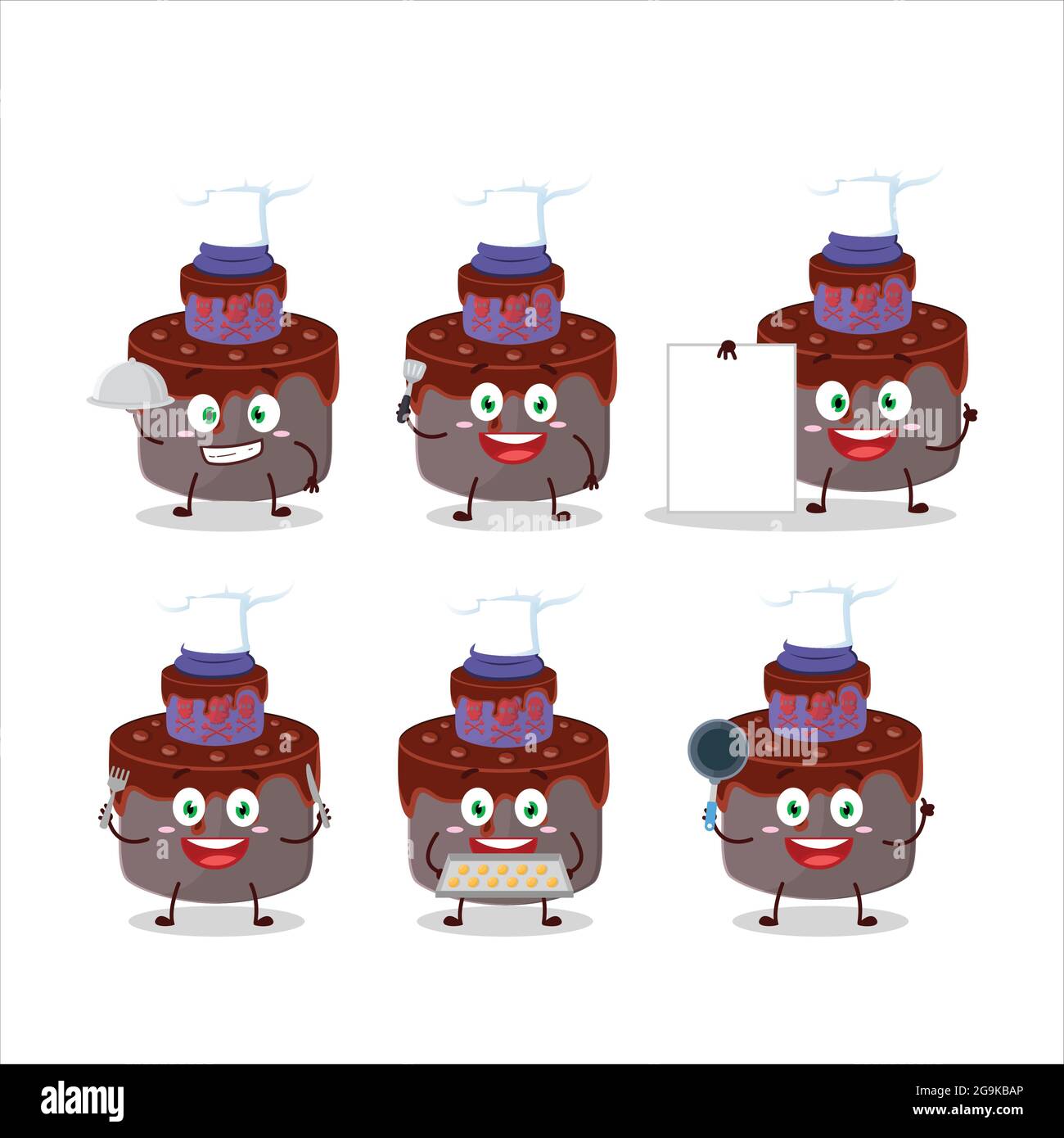 Cartoon character of tart halloween with various chef emoticons. Vector ...