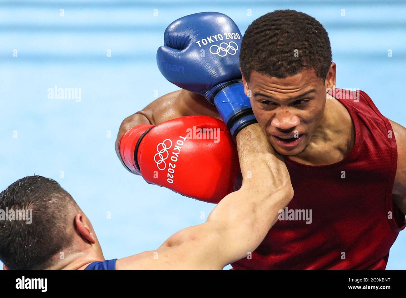 Tokyo, Japan. 27th July, 2021. Bobo-Usmon Baturov of Uzbekistan (in ...