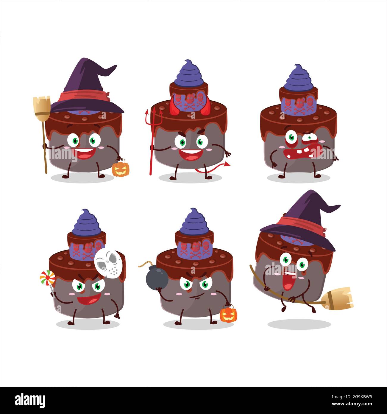 Halloween expression emoticons with cartoon character of tart halloween ...