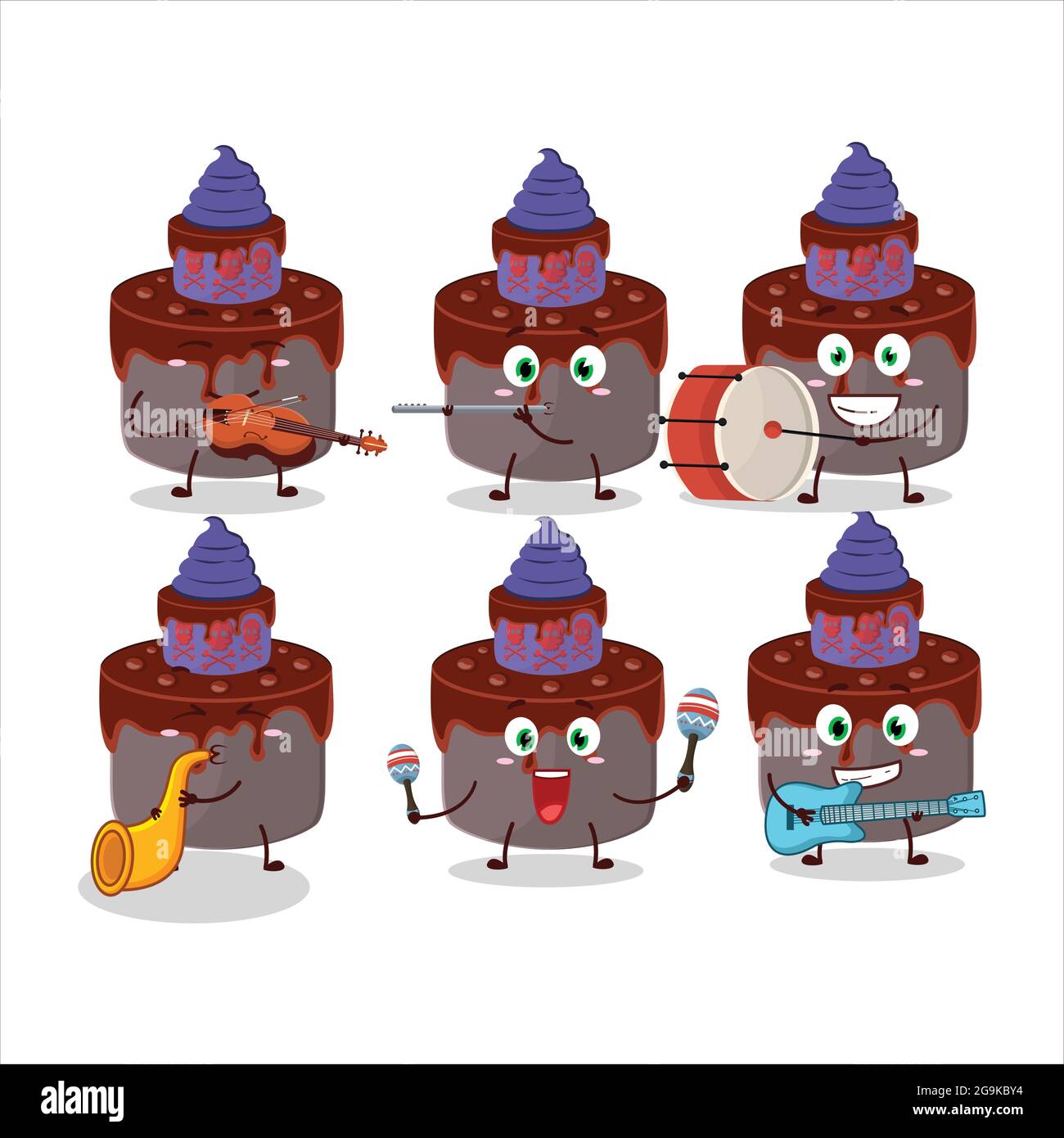 Cartoon character of tart halloween playing some musical instruments ...