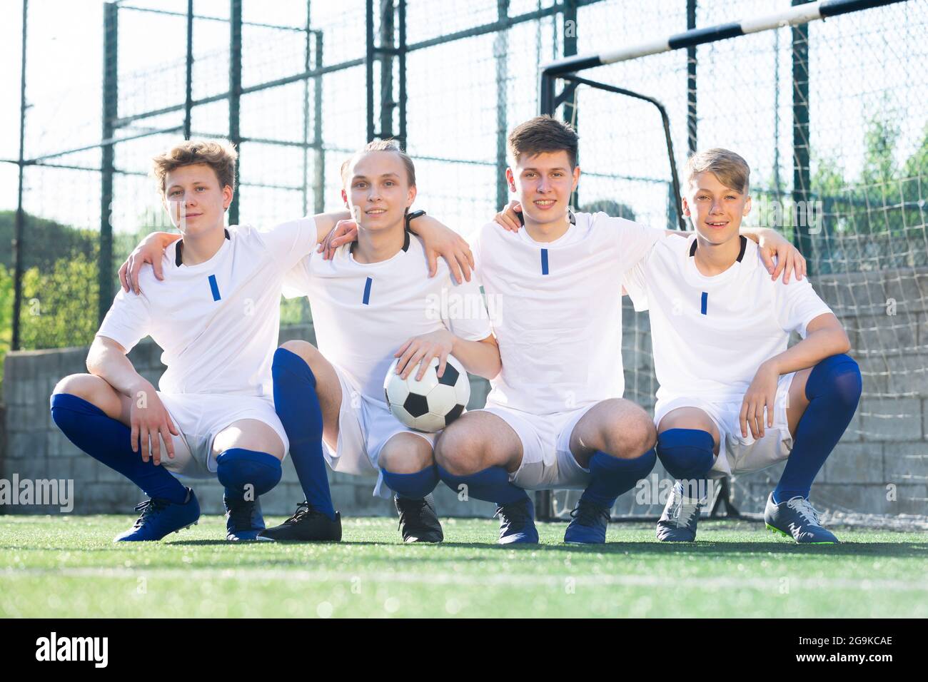 Group portrait of male soccer team Stock Photo - Alamy