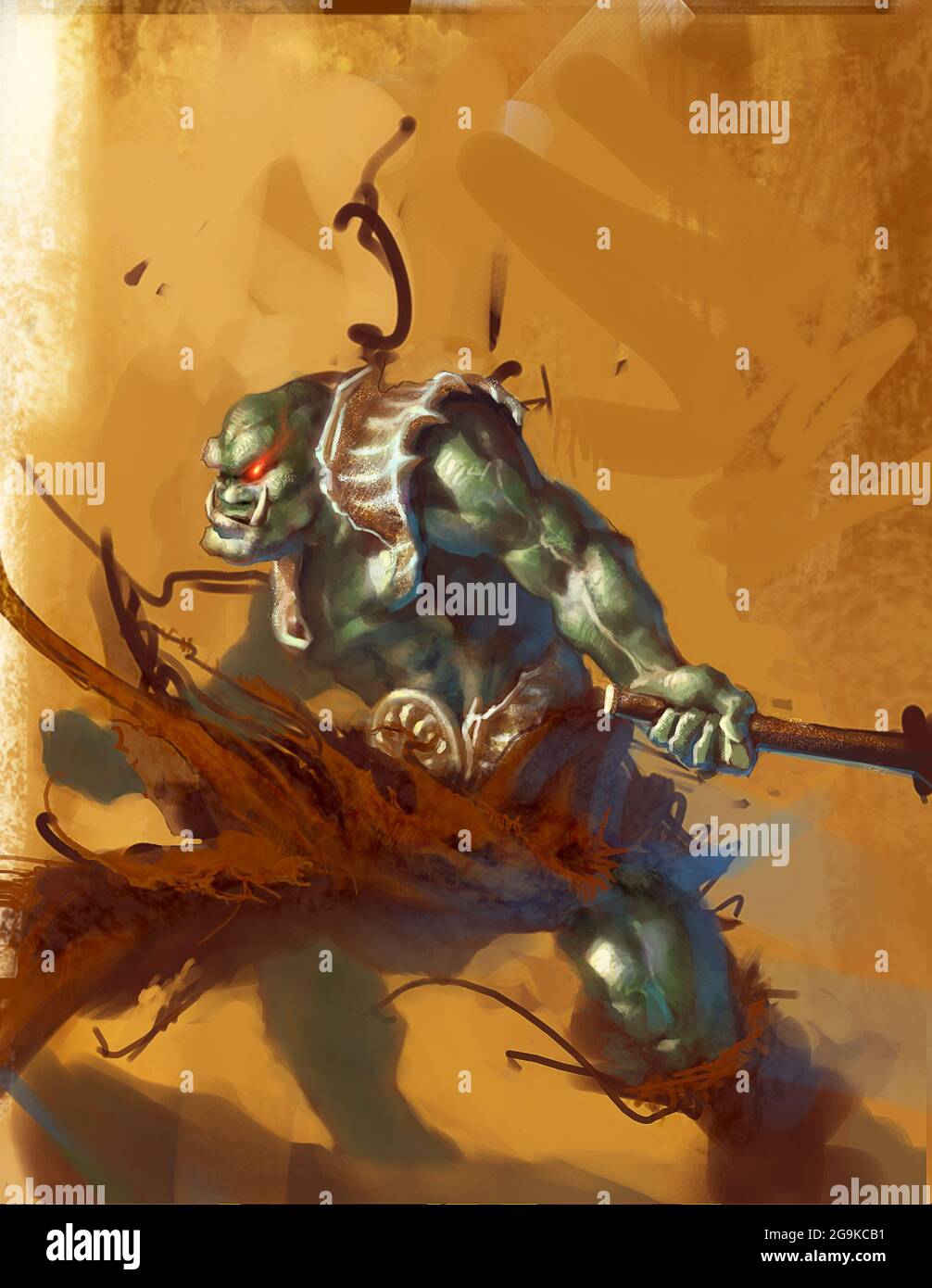 digital illustration of full figure fantasy monster creature with ...