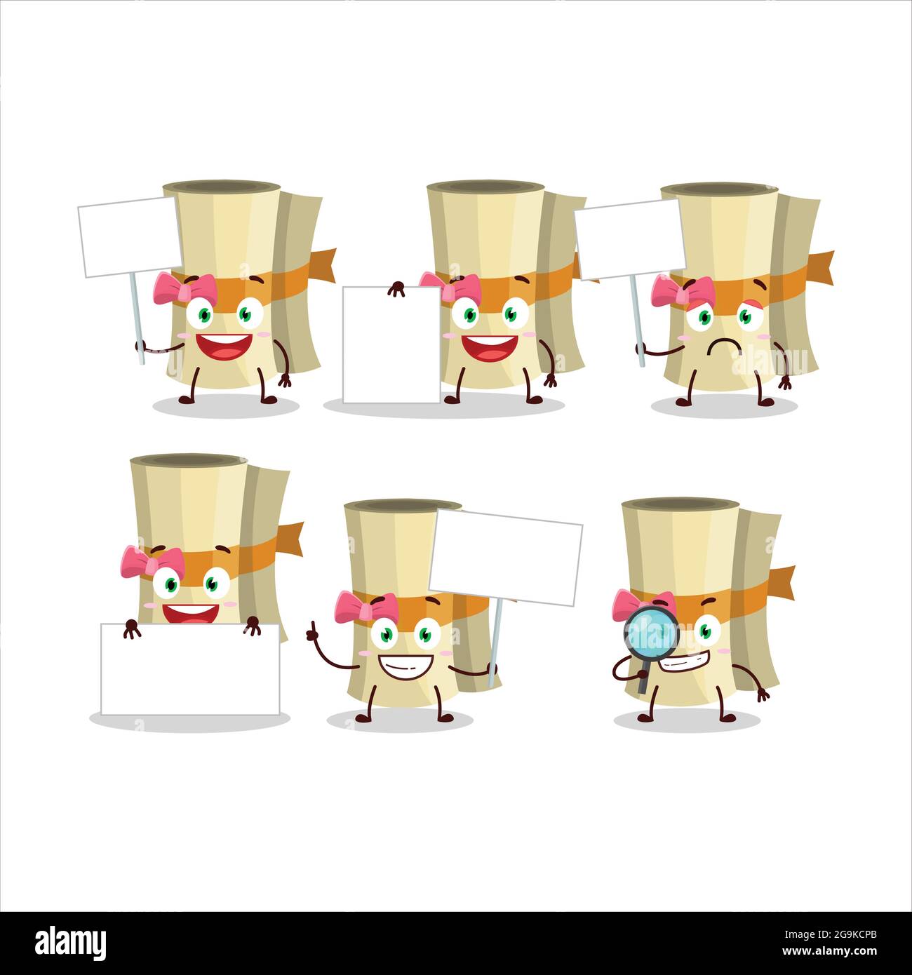Treasure paper cartoon character bring information board. Vector ...