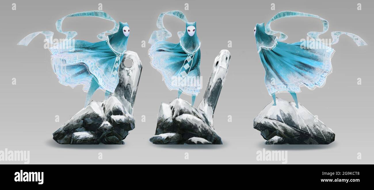 digital illustration of turn around view of stylized cartoon game ...