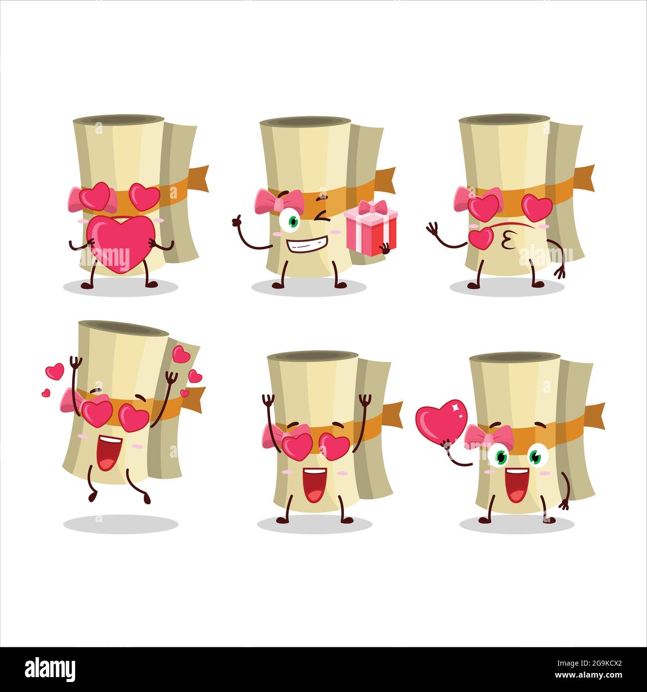 Treasure paper cartoon character with love cute emoticon. Vector ...