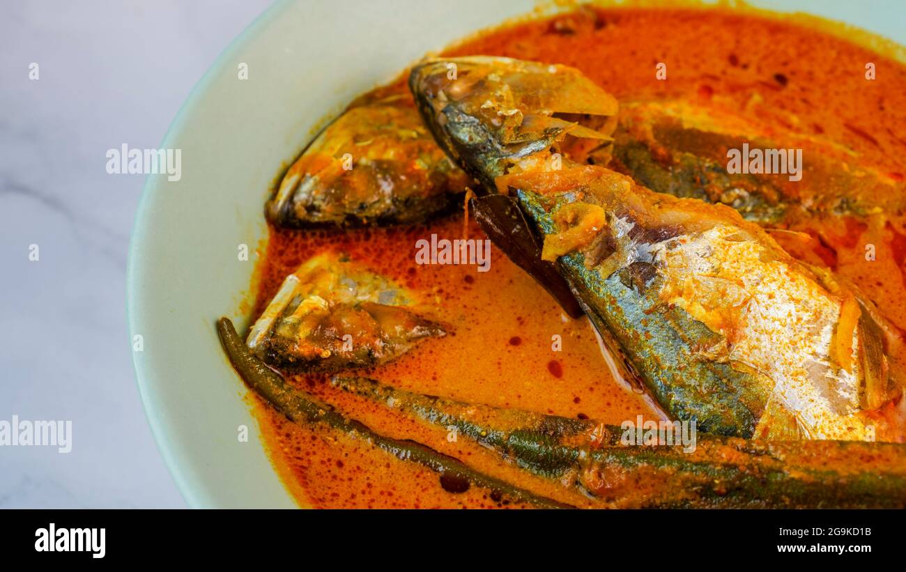 Delicious homemade Mackerel fish curry with lady finger cooked in ...