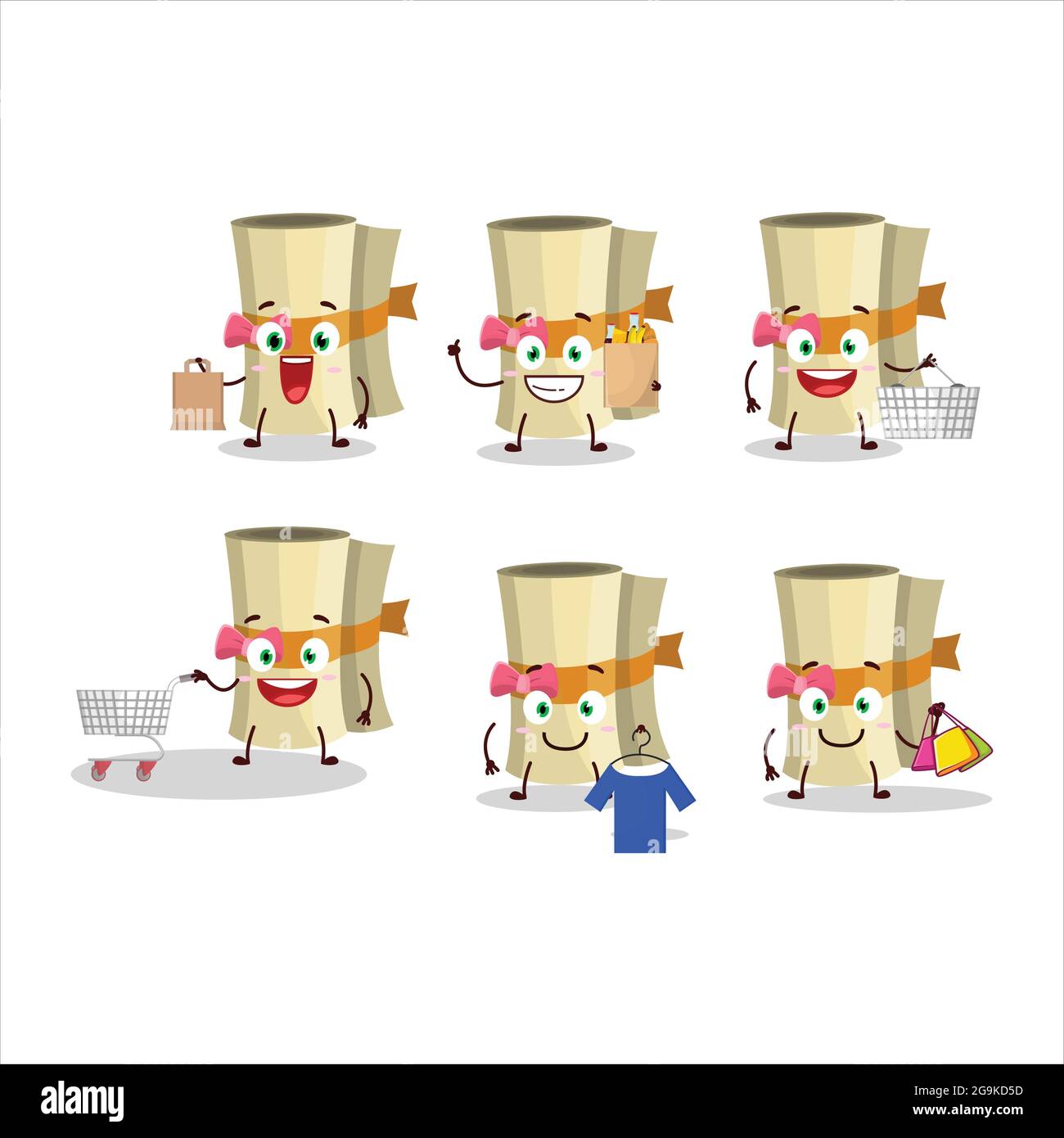 A Rich treasure paper mascot design style going shopping. Vector ...
