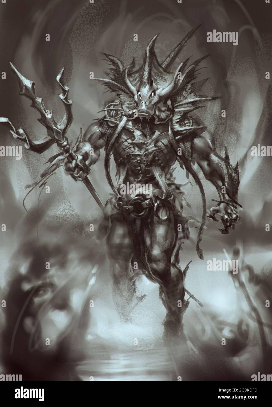 digital painted concept game character lion fish Stock Photo - Alamy