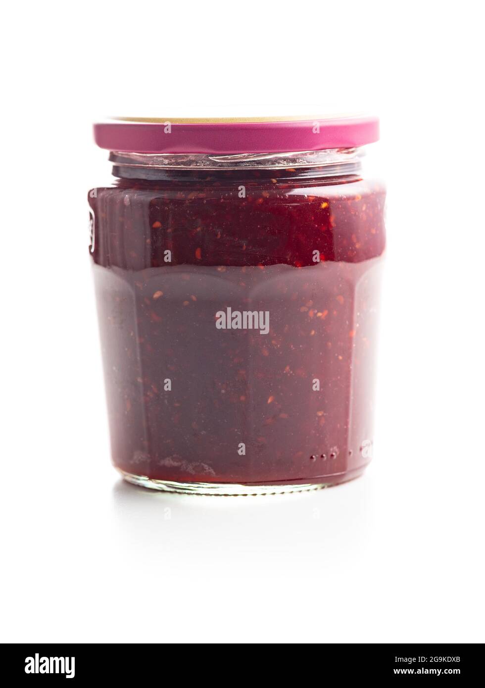 Jar of raspberry jam isolated on white background Stock Photo - Alamy