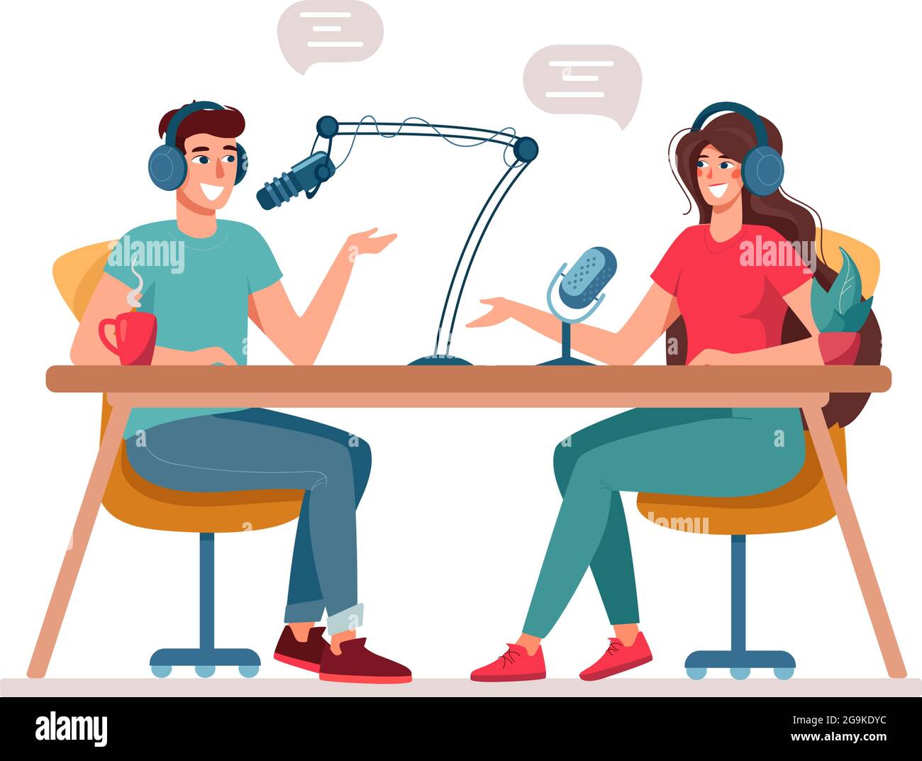 Person recording a podcast Stock Vector Images - Alamy