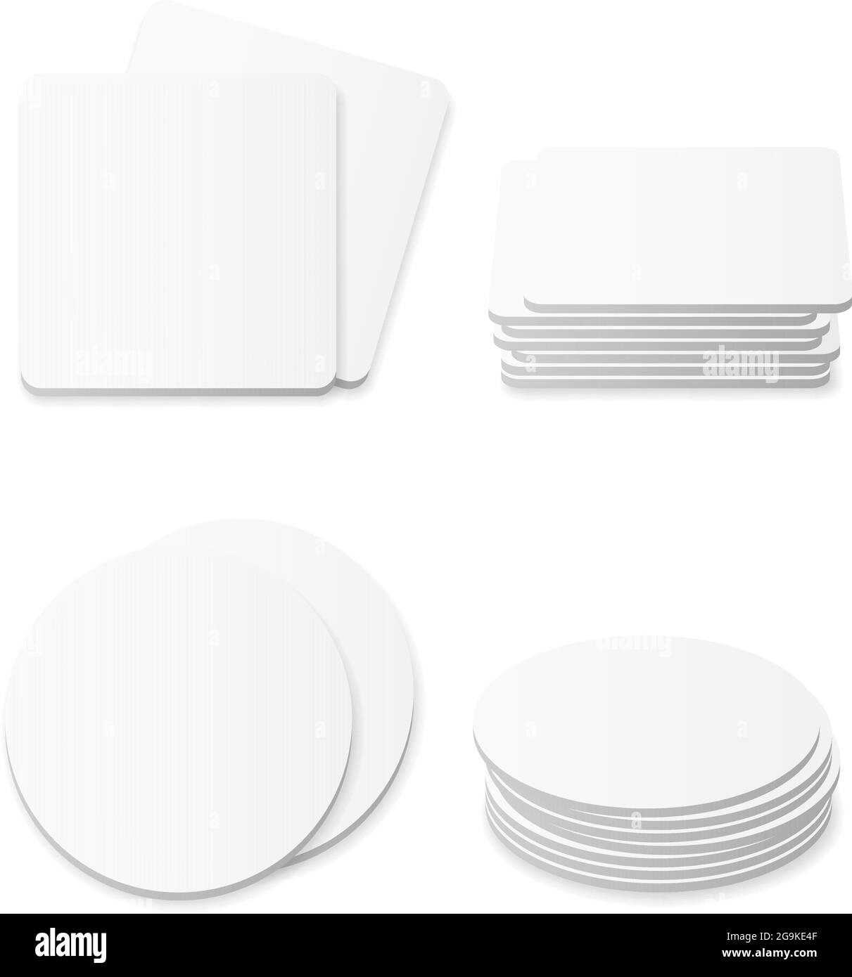 Square and round beer coasters isolated on white background. Branding ...