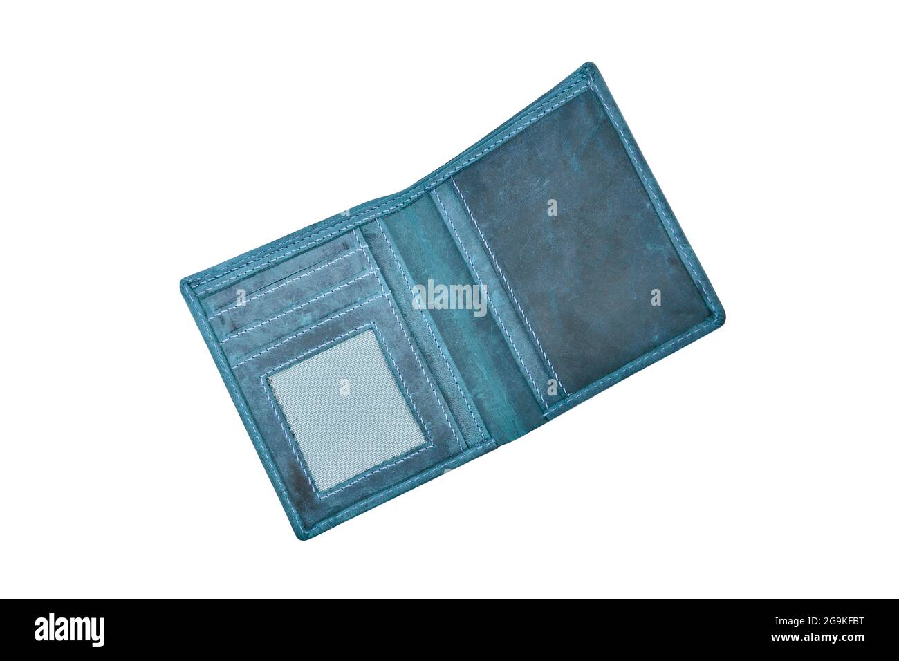 Top View Of Empty Leather Wallet Isolated On White Background With ...